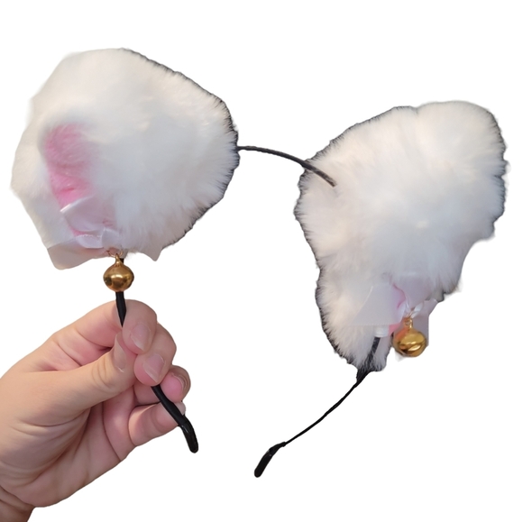 Accessories | New Anime Cosplay Costume Fuzzy Plush White Cat Ears ...